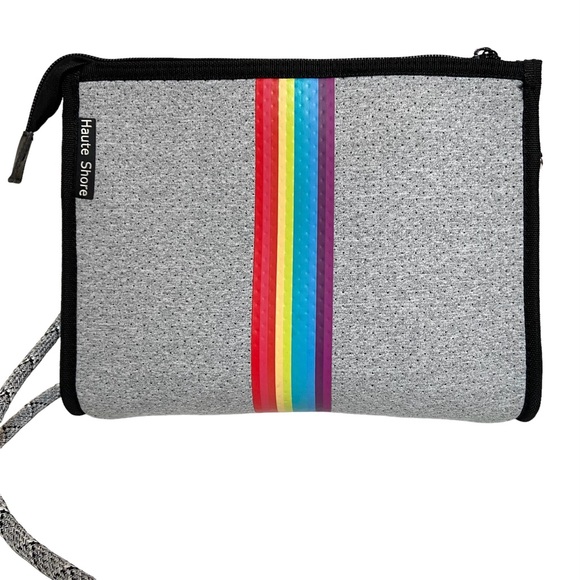 HAUTE SHORE | Bags | Haute Shore Rainbow Stripe Neoprene Zip Crossbody Bag | Poshmark